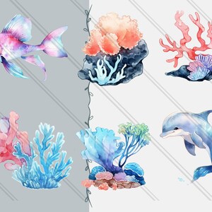 25 Ocean Clipart, Watercolor Fish Under the Sea Bundle, Whale Clipart ...