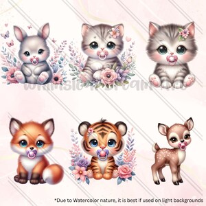 30 Watercolor Cute Baby Animal Clipart, Animals Png, Baby Images ...
