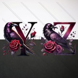 Dark Raven Clipart Decorative Letters, Uppercase Alphabet Set, Clipart ...