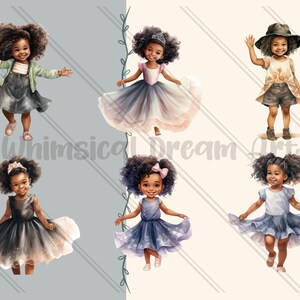 24 PNG Cute Black Girls Watercolor Bundle, Little Black Girl PNG ...