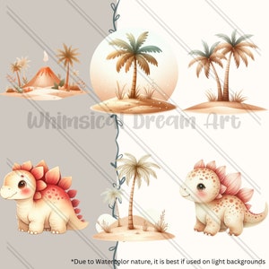 40 Watercolor Dinosaurs Clipart, Dino Theme Baby Party Printables, Cute ...