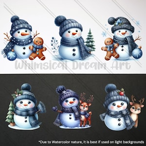 24 Christmas Blue Snowman Clipart Bundle, Blue Snowman Png , Snowman ...