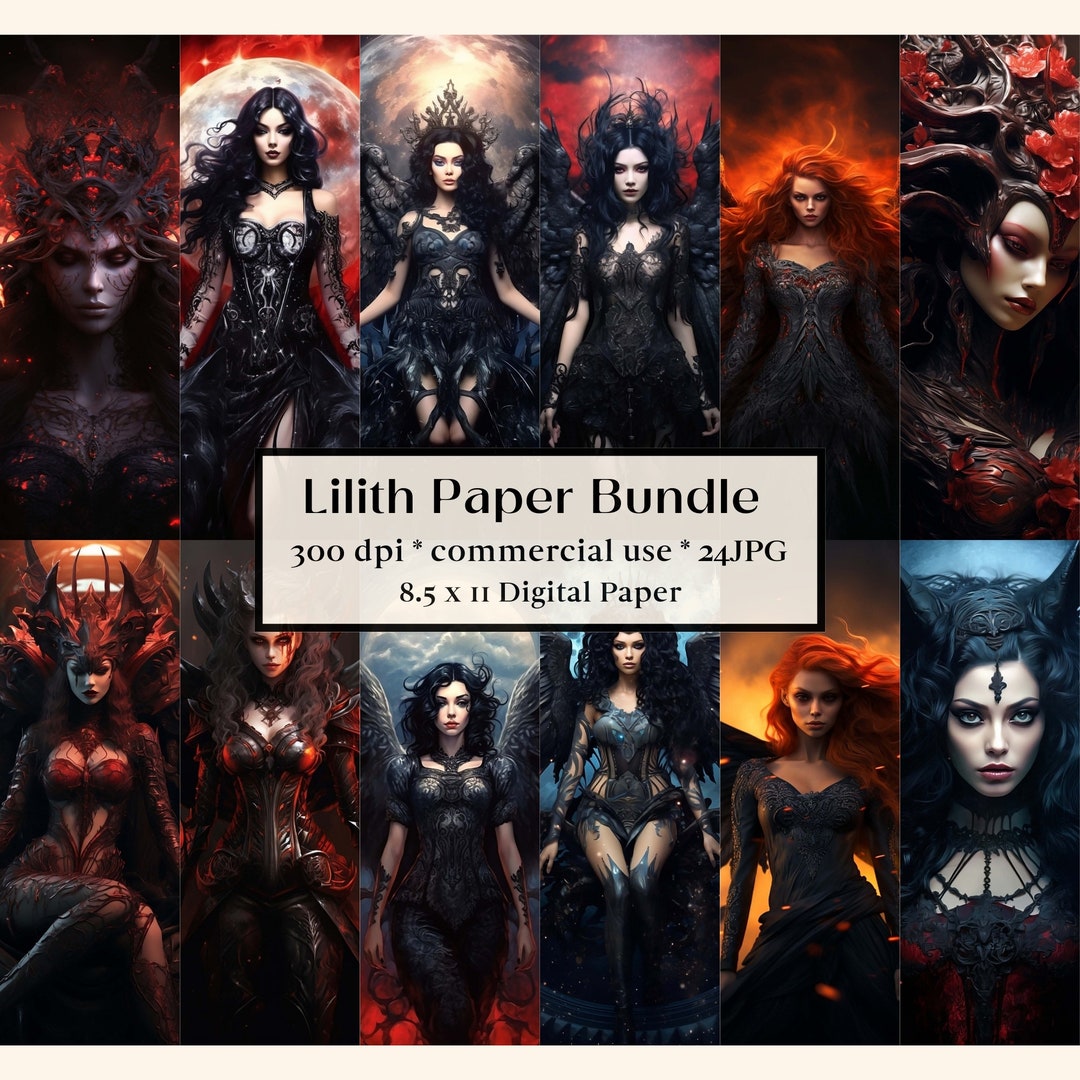 24 Lilith Digital Paper, Celestial Dark Goddess, JPG for Book of ...