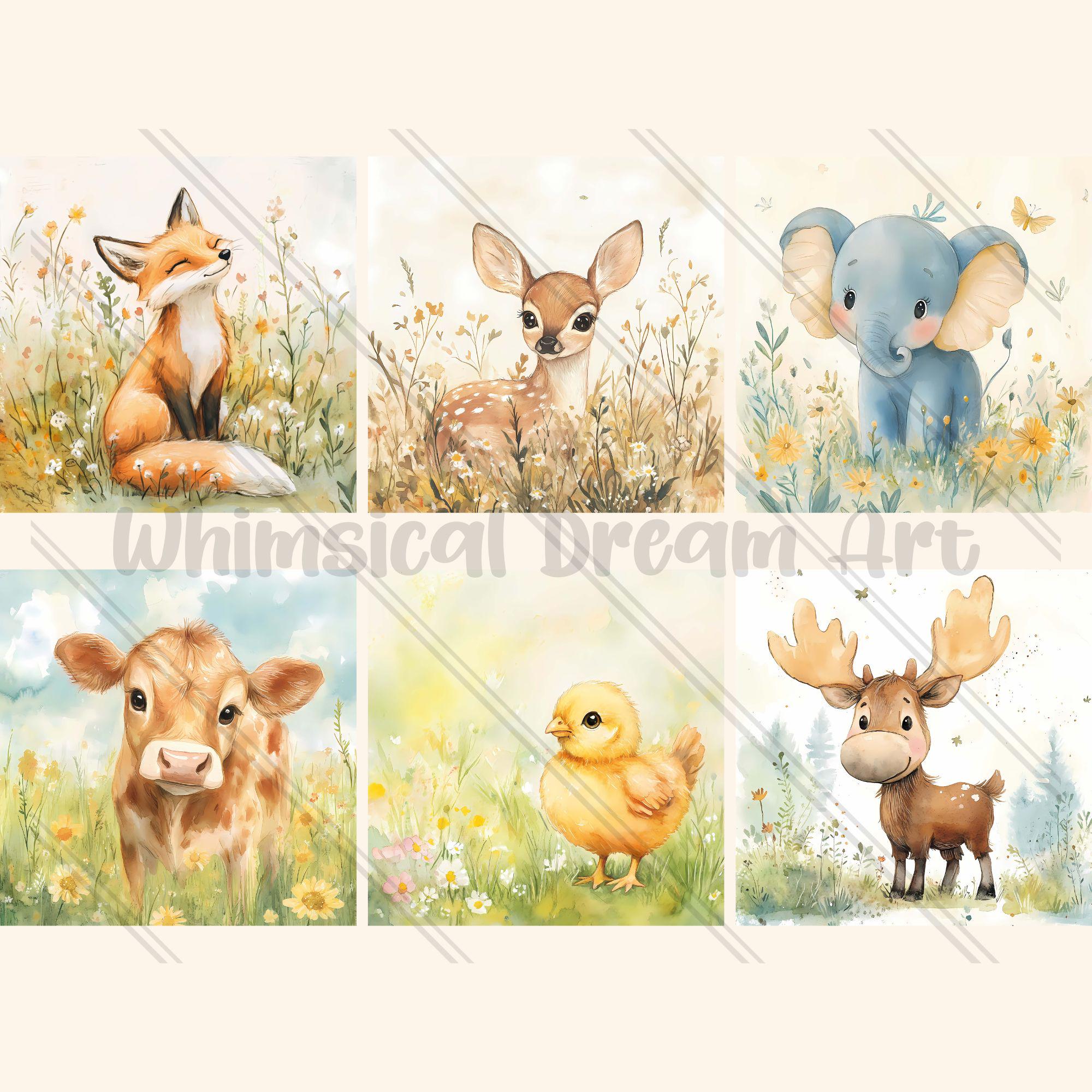 25 Cute Baby Animal Paper Bundle, Enchanted Forest Junk Journal ...