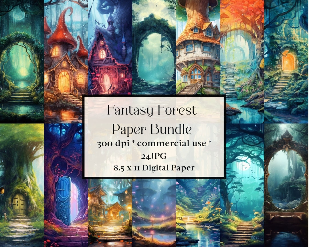 24 Fantasy Fairyland Digital Paper, Fairy Background, Digital Art ...