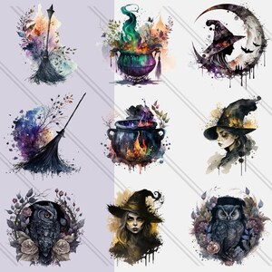 41 PNG Watercolor Gothic Witch Clipart, Witchcraft Clip Art, Magic ...