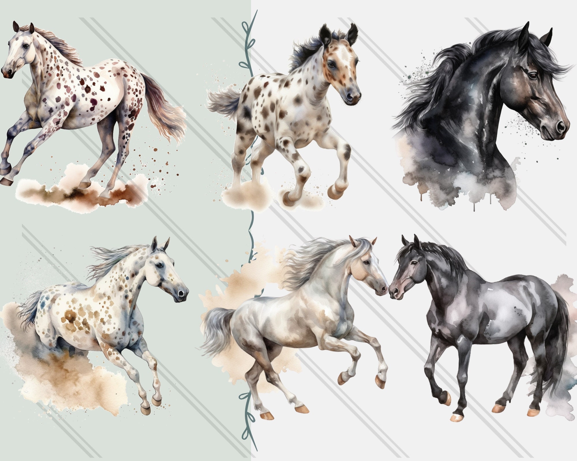 25 Horse PNG Collection Horse Clipart Set Watercolor Horse - Etsy