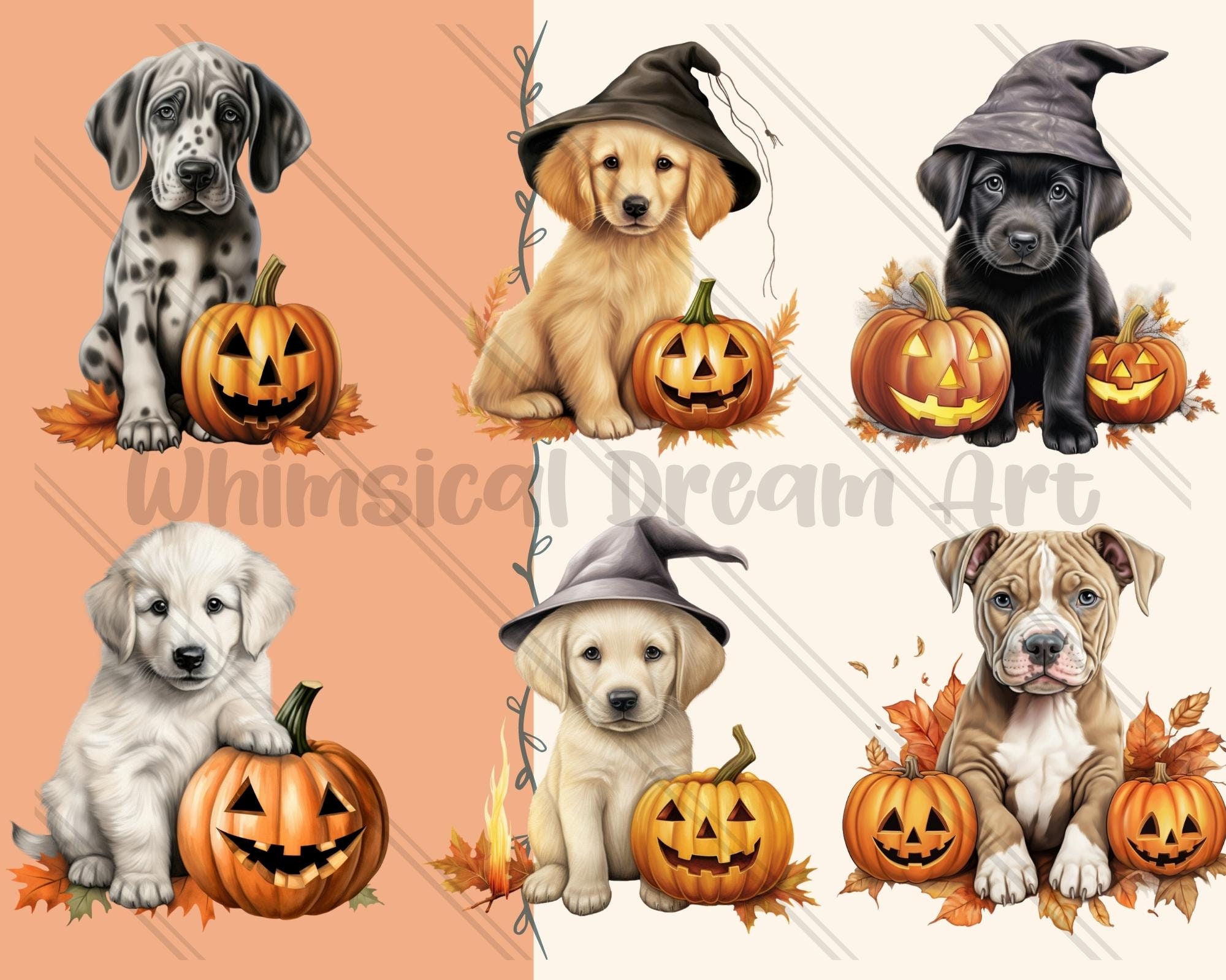 28 Watercolour Halloween Dog Clipart Jack O Lantern, Halloween Cute ...