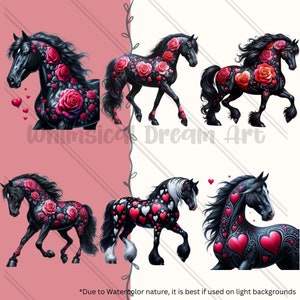 28 Valentine Horse PNG Collection, Heart Clipart Set, Cute Watercolor ...