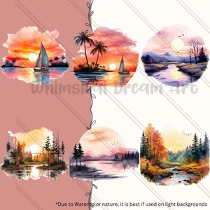 27 Watercolor Sunset Clipart, Tropical Clipart, Forest, Digital ...