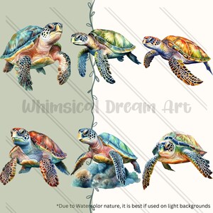 24 Watercolor Sea Turtle Clipart, Cute Nautical Ocean Animals PNG Clip ...