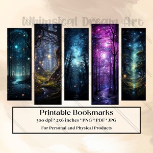 27 Starry Forest Bookmark Designs, Printable Bookmarks Digital Download ...