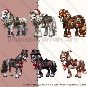 27 Christmas Ponies PNG Collection, Horse Clipart Set, Watercolor Horse ...