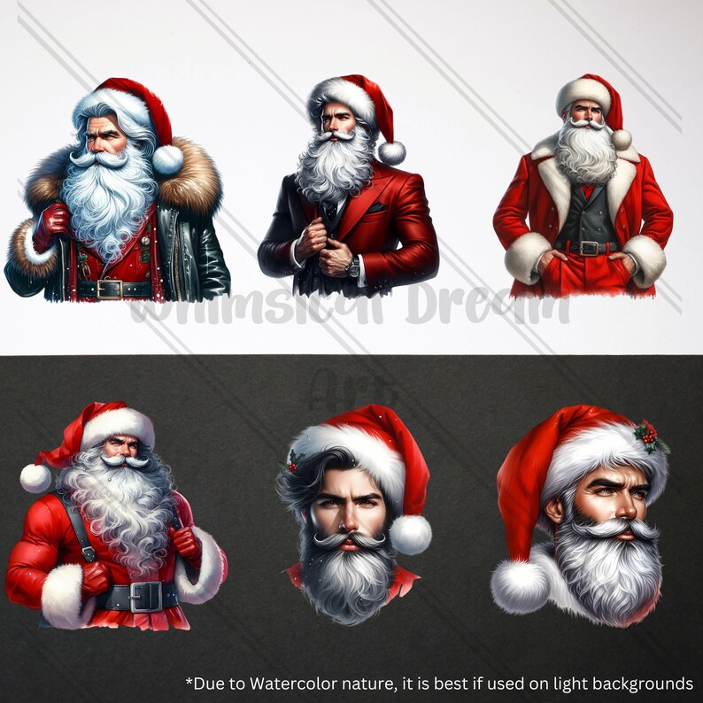 24 Santa Daddy Clipart Bundle, Handsome Santa Png , Biker Santa Clipart ...