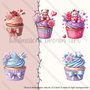 29 Valentine Cupcakes Clipart Bundle, Watercolor Cute Dessert, Junk ...