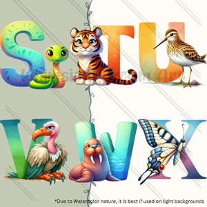 Animal Alphabet Clipart Decorative Letters, Alphabet Clipart, Letter ...