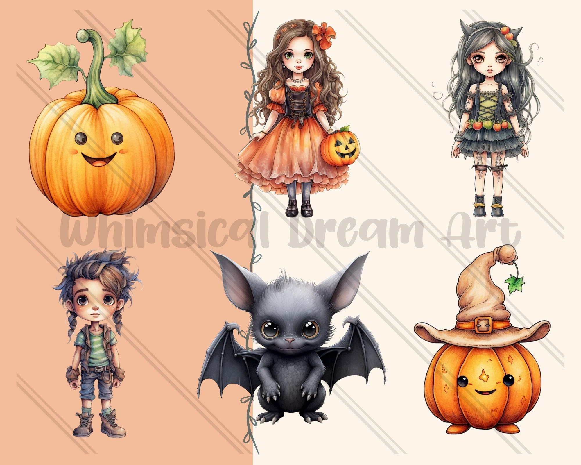24 Watercolour Cute Halloween Clip Art Pack Spooky Clipart - Etsy