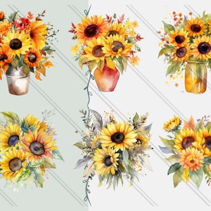 21 Watercolor Sunflowers Clipart Bundle - Fall Sunflower Floral ...