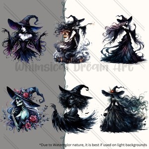 35 Watercolor Gothic Witch Clipart, Beautiful Witch Bundle, Watercolour ...
