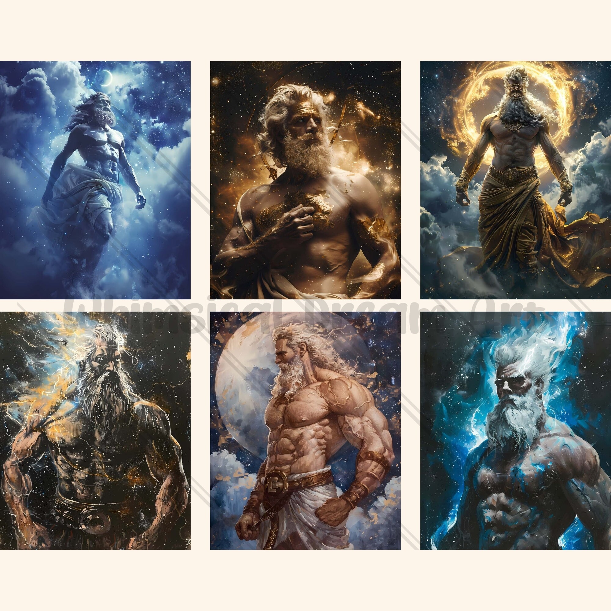 25 Zeus Digital Paper, Celestial God, JPG for Book of Shadow, Grimoire ...