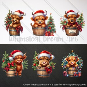 24 Christmas Highland Cow Clipart Bundle, Highland Cows in Bucket ...