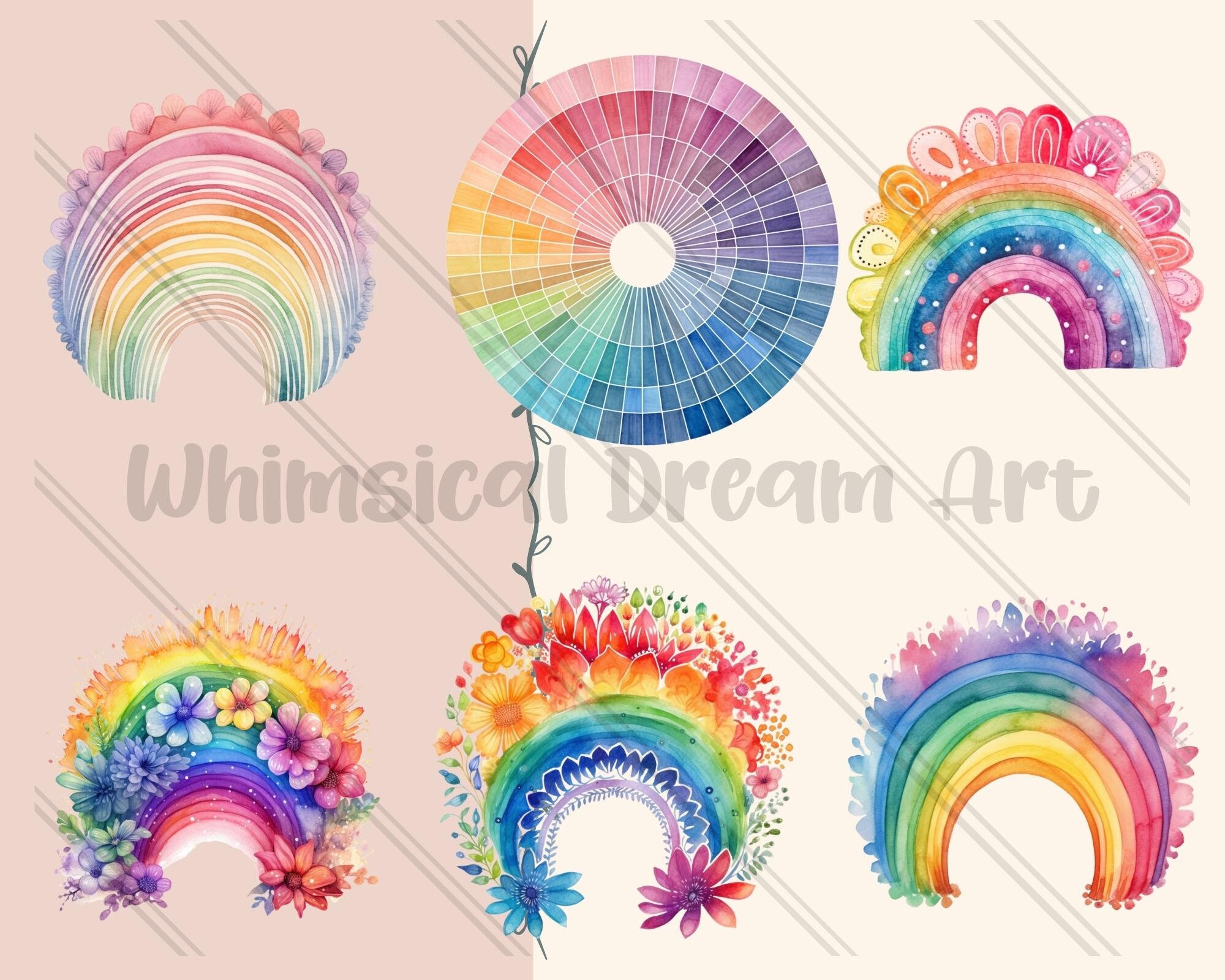 25 Rainbow Clipart Watercolor Rainbow Clip Art Background - Etsy