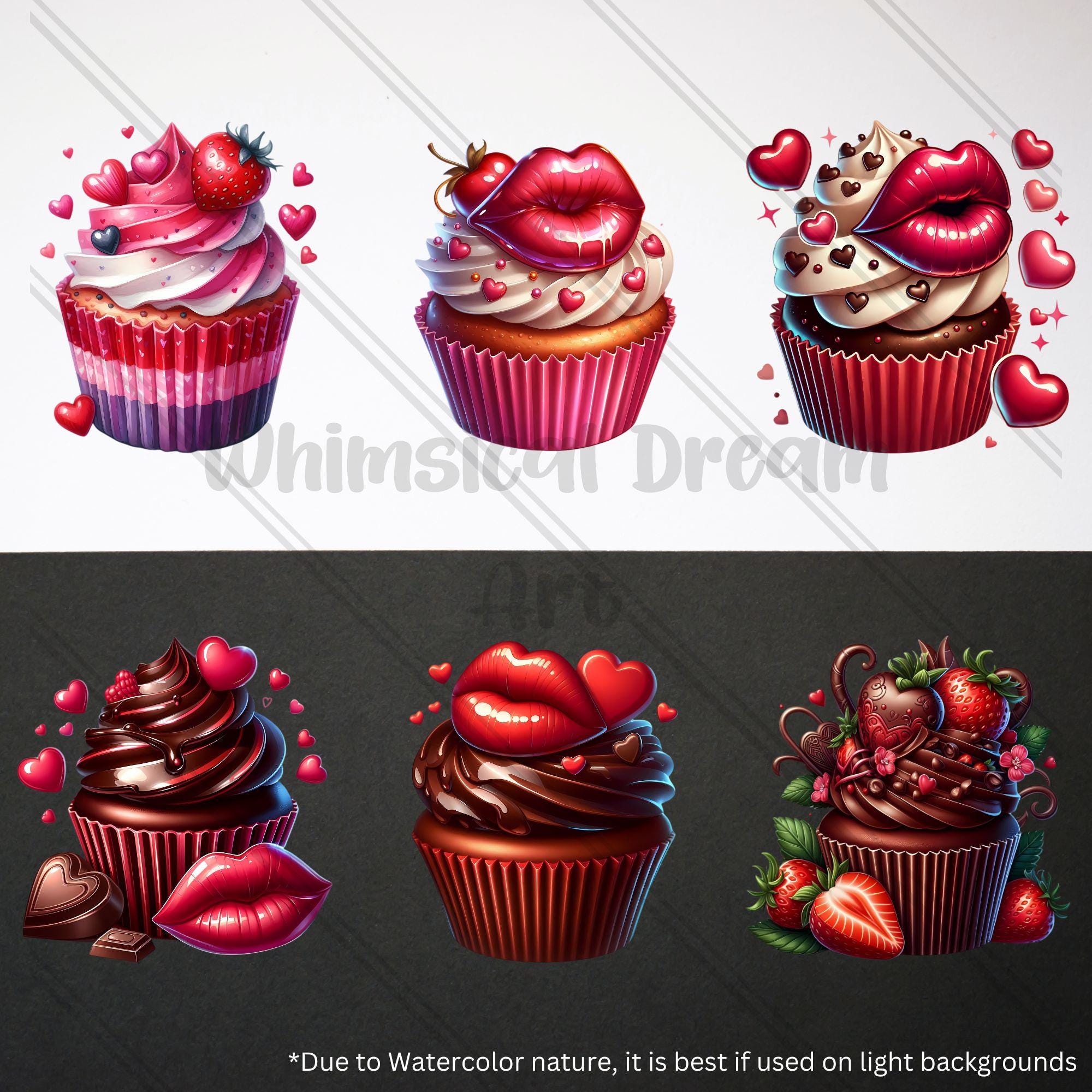 24 Valentines Cupcake Clipart Bundle, Valentine Day Cupcake PNG ...