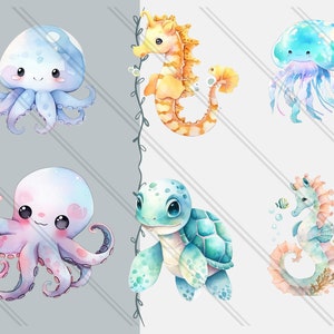 25 Ocean Clipart, Watercolor Fish Under the Sea Bundle, Whale Clipart ...