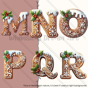 Christmas Gingerbread Clipart Decorative Letters, Commercial Use ...