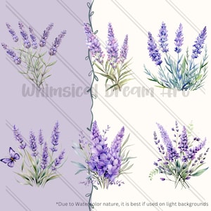 26 Watercolor Lavender Flower Clipart, Provence Floral Wedding PNG ...