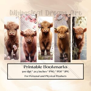 20 Cute Highland Cow Bookmark Designs, Printable Bookmarks Digital ...