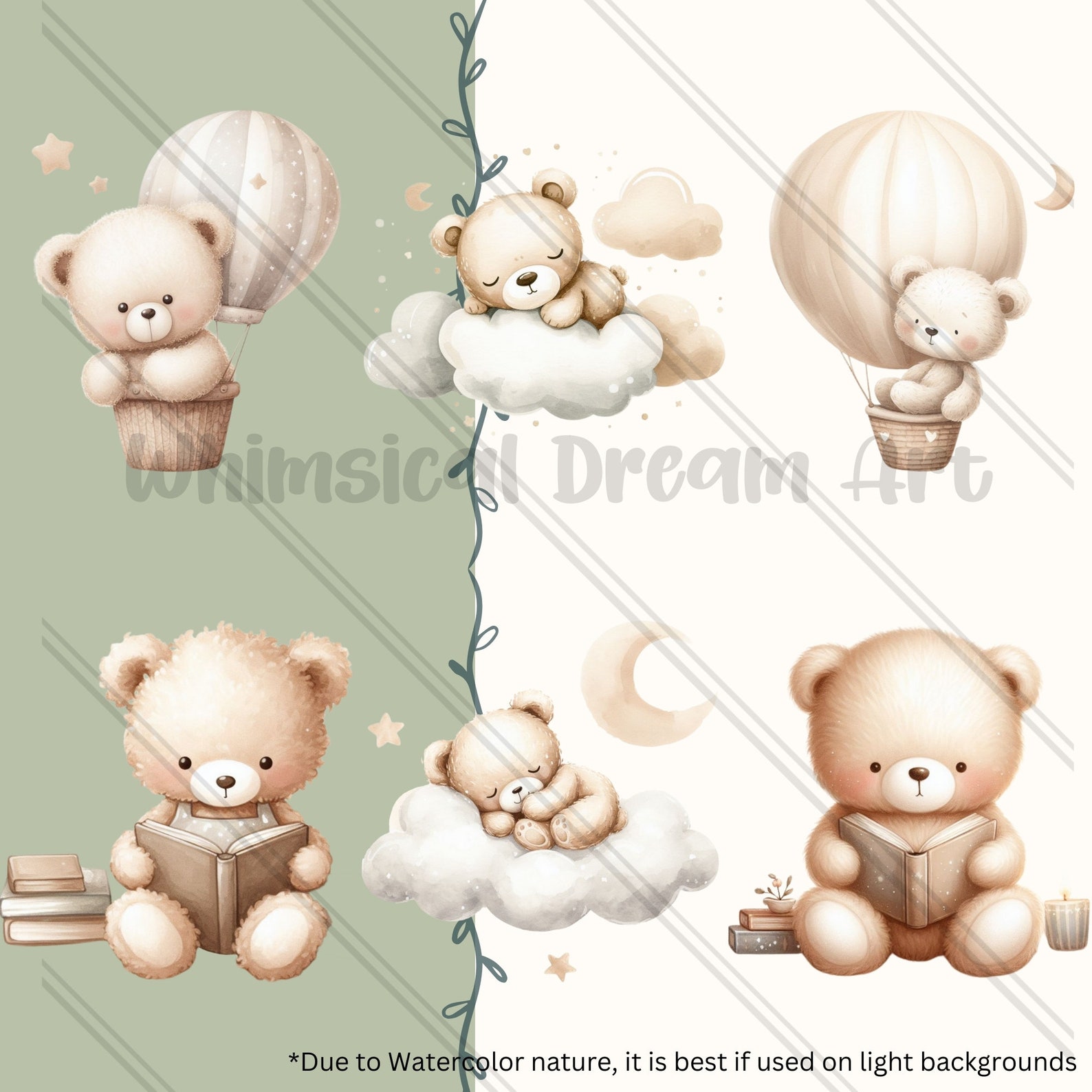 27 Watercolor Beige Teddy Bear Clipart, Neutral Baby Shower Clipart ...