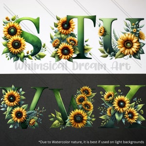 Sunflower Clipart Decorative Letters for Commercial Use Digital Art ...