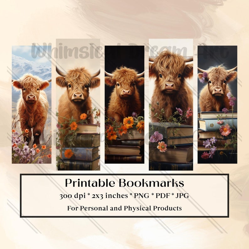 20 Cute Highland Cow Bookmark Designs Printable Bookmarks - Etsy