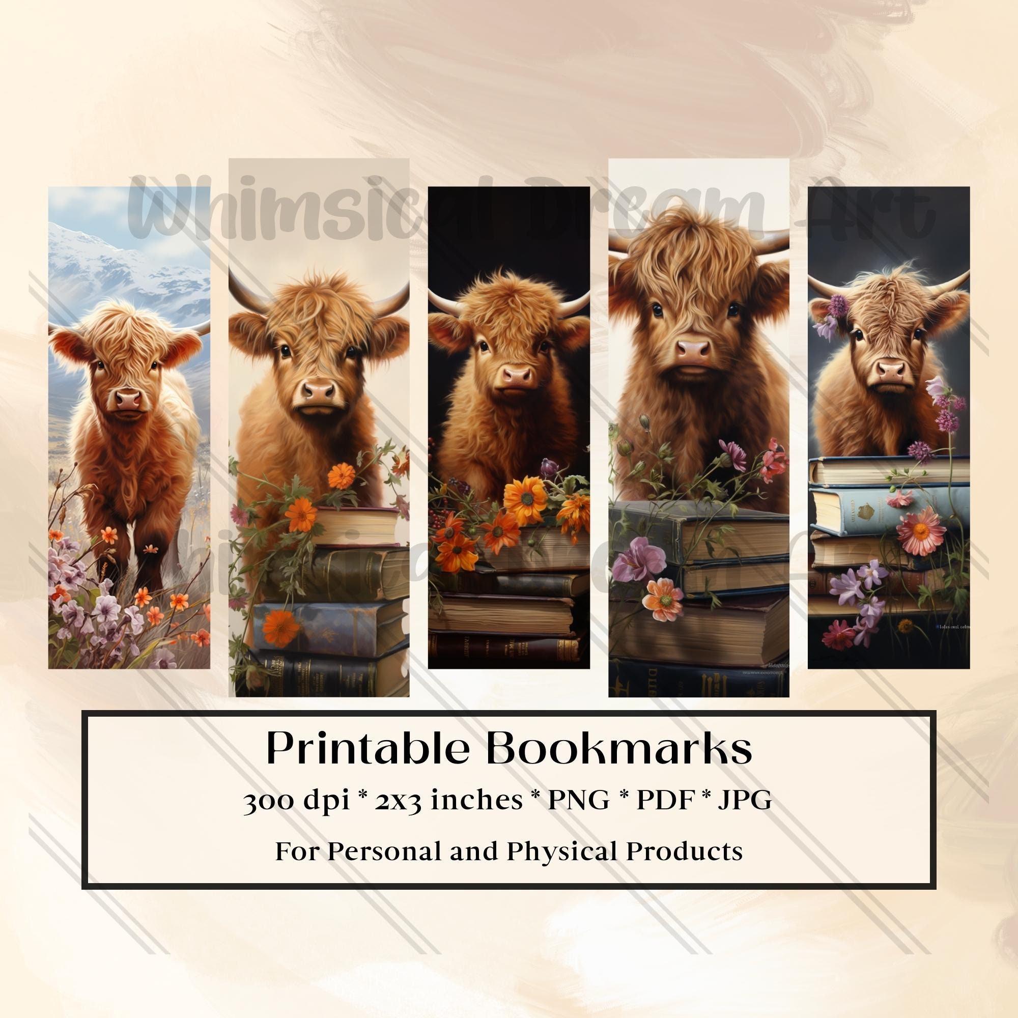 20 Cute Highland Cow Bookmark Designs Printable Bookmarks - Etsy