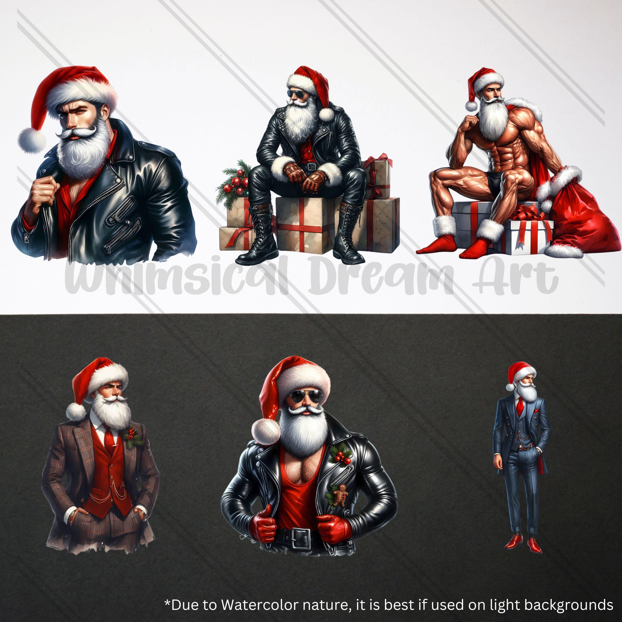24 Santa Daddy Clipart Bundle, Handsome Santa Png , Biker Santa Clipart ...