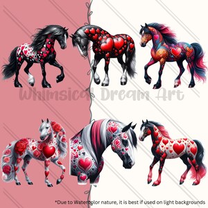 28 Valentine Horse PNG Collection, Heart Clipart Set, Cute Watercolor ...