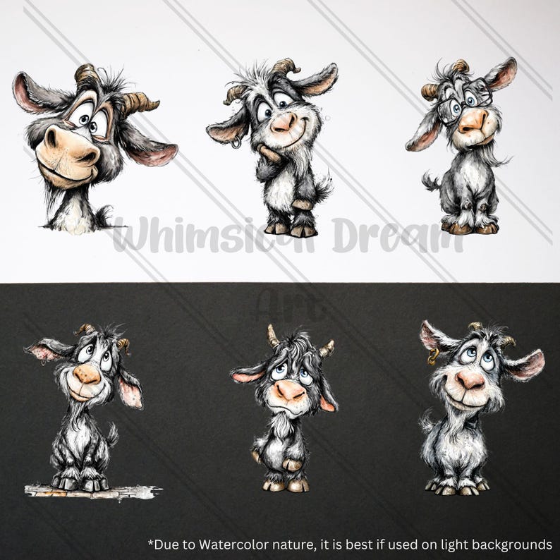 35 PNG Funny Goat, Cute Quirky Cartoon Goat Clipart, Farm Animal Art ...
