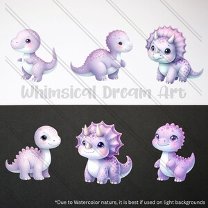 24 Watercolor Girl Dinosaurs Clipart, Girly Dino Theme Baby Party ...