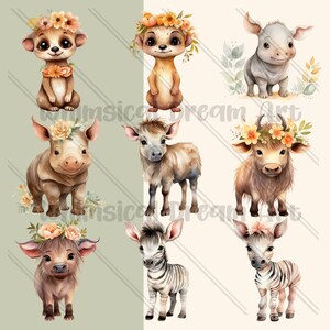53 Boho Safari Animals Clipart Watercolor Bundle, Jungle Safari PNG ...