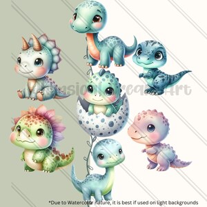 25 Watercolor Dinosaurs Clipart, Dino Theme Baby Party Printables, Cute ...