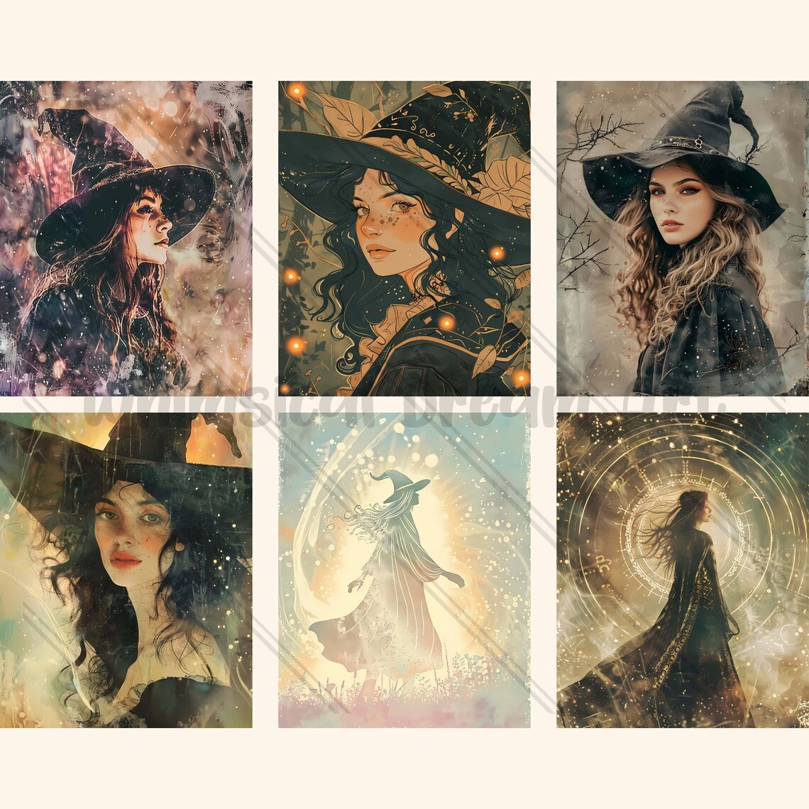 28 Witch Digital Paper, Pagan Background, Fantasy Collage Printable ...