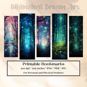 27 Starry Forest Bookmark Designs, Printable Bookmarks Digital Download ...
