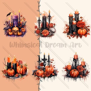 25 Halloween Candle Clip Art Pack, Spooky Clipart, Planner Stickers ...