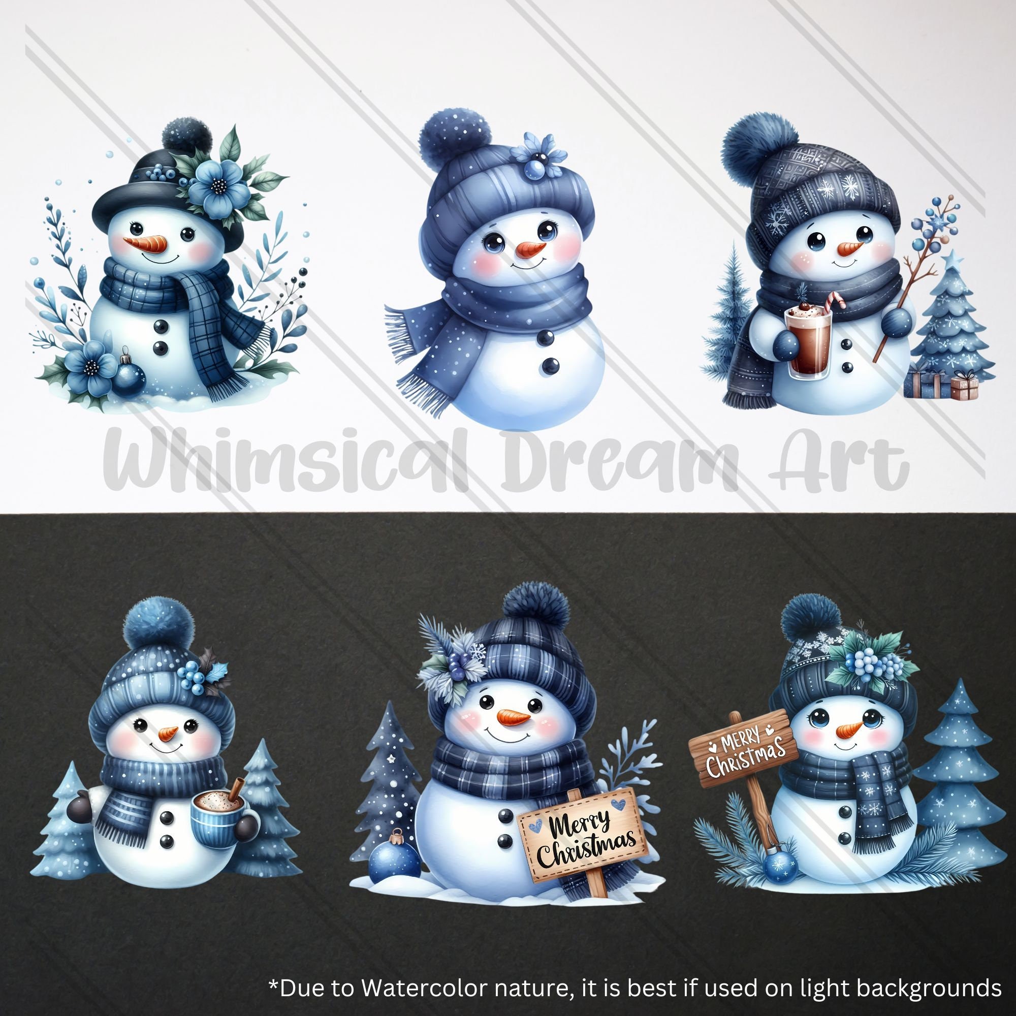 24 Christmas Blue Snowman Clipart Bundle, Blue Snowman Png , Snowman ...