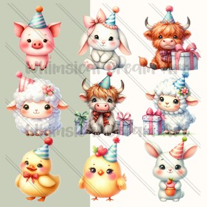 39 Watercolor Party Farm Clipart, Cute Chickens and Chicks, Horses ...