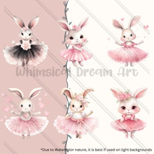 29 Watercolor Ballerina Bunny Clipart, Ballet Bunnies in Tutu Dress ...