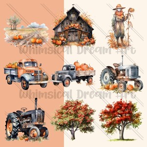 52 Watercolor Fall Farm Animal Clipart - Cute Chickens, Horses, Cows ...