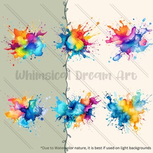 24 Paint Splatter Clipart, Watercolor Color Splash Clipart PNG Paint ...