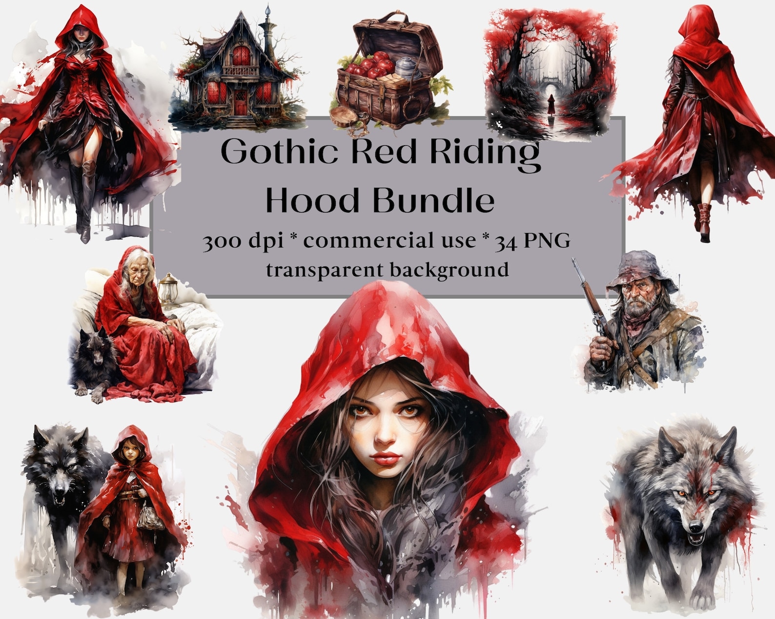34 PNG Watercolour Red Riding Hood Clipart, Little Red Riding Hood ...